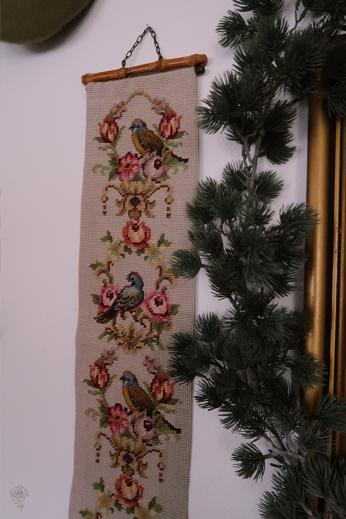 Bird & Floral Embroidered Retro Wall Hanger - Catalog - Bohemian Wonders